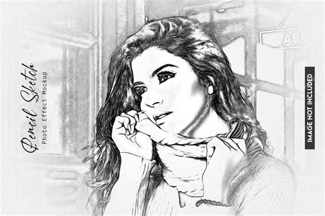 Premium Psd Pencil Sketch Photo Effect Mockup