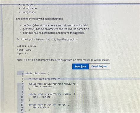 Solved String Colorstring Nameinteger Ageand Define The Chegg Com