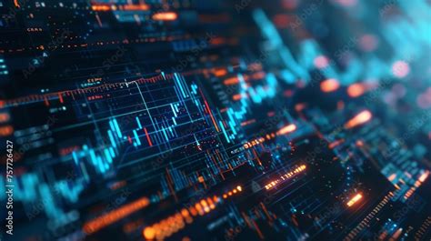 Abstract Futuristic Digital Financial Chart With Glowing Graphs And Indicators Symbolizing