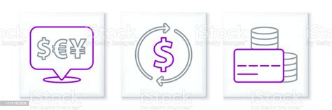 라인 신용 카드 환전 및 금융 성장 및 달러 아이콘을 설정합니다 벡터 개념에 대한 스톡 벡터 아트 및 기타 이미지 개념 경제 교환 Istock