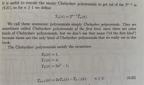solved clenshaw s algorithm the chebyshev polynomials to