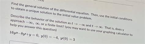 Solved Find The General Solution Of The Differential
