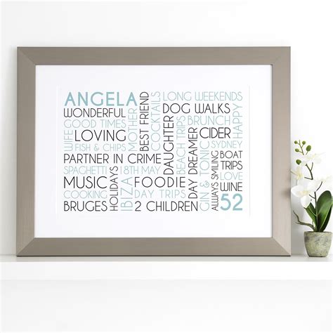 Personalised Any Age Birthday Landscape Word Art