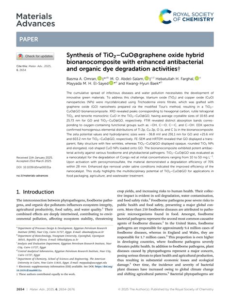 Pdf Synthesis Of Tio2 Cuo Graphene Oxide Hybrid Bionanocomposite With