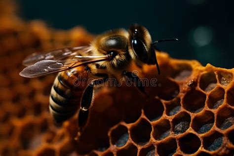 Bee And Honeycombs Neural Network Ai Generated Stock Illustration Illustration Of Nectar