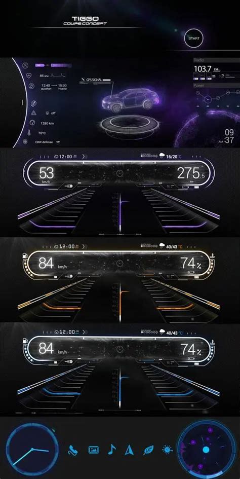 奇瑞tiggocoupe概念车hmi Dashboard Design User Interface Design Car Ui