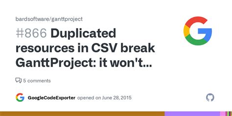 Duplicated Resources In Csv Break Ganttproject It Wont Even Exit · Issue 866 · Bardsoftware