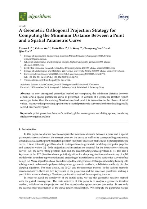 Pdf A Geometric Orthogonal Projection Strategy For Computing The