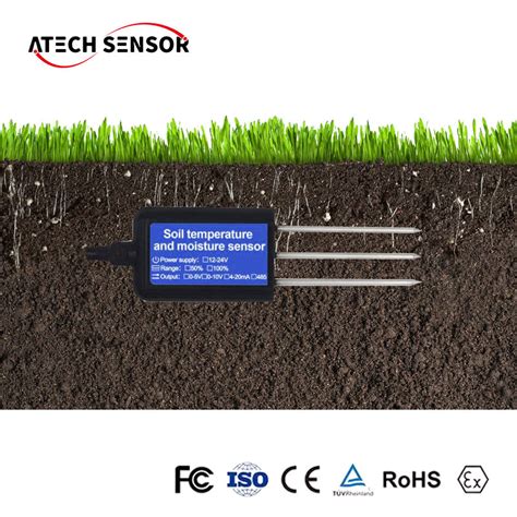 Atech Hot Selling 3 Probes Volumetric Water Content Vwc Soil Moisture Sensor RS485 China