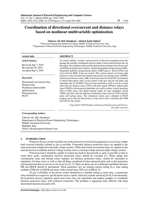 Pdf Coordination Of Directional Overcurrent And Distance Relays Based On Nonlinear