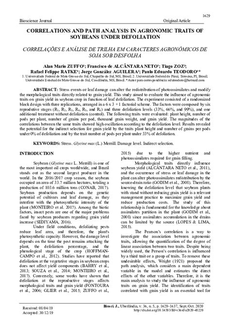 Pdf Correlations And Path Analysis In Agronomic Traits Of Soybeans