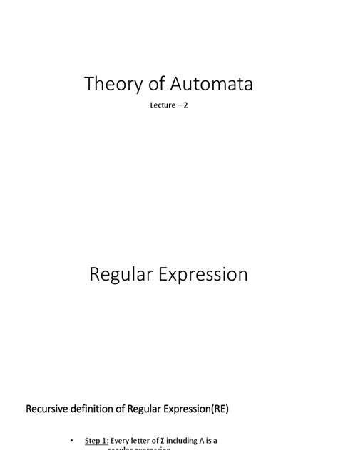 Theory Of Automata Lecture 2 Pdf Regular Expression Formalism