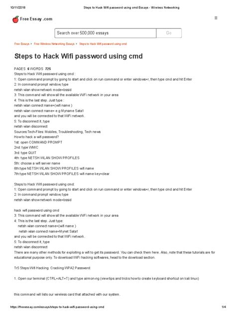 Steps To Hack Wifi Password Using Cmd Essays Wireless Networking