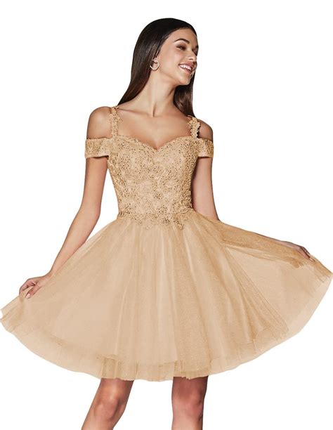 Tiras Lace Appliques Short Homecoming Dresses 2023 Cold Shoulder