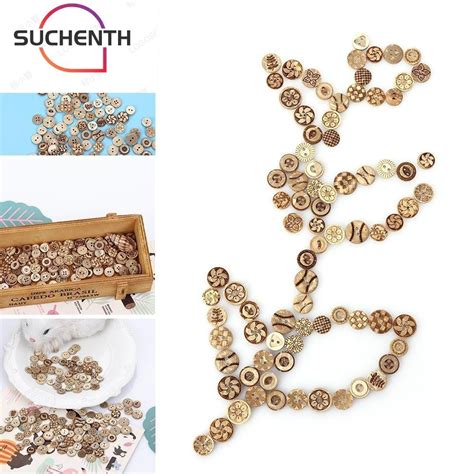 Suchenth 50 ชิ ้ น Bag ชุดปุ ่ มไม ้ Handmade Scrapbooking Shopee Thailand