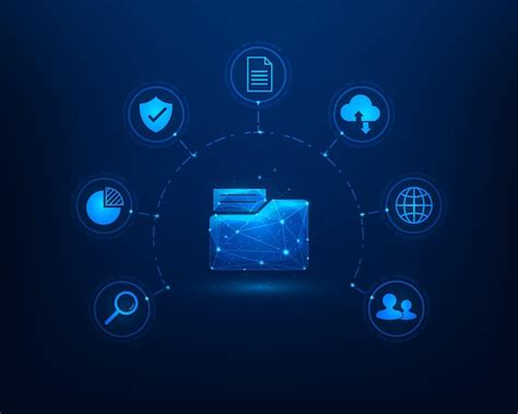 Premium Vector Paper Document Data Online Digital Technology On Blue Background Upload And