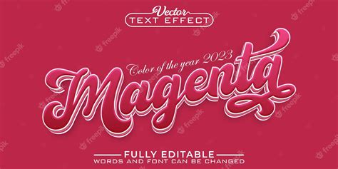 Viva Magenta 올해의 색상 2023 벡터 편집 가능한 텍스트 효과 템플릿 프리미엄 벡터