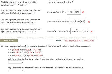 Solved Find The Phase Constant From The Initial Condition
