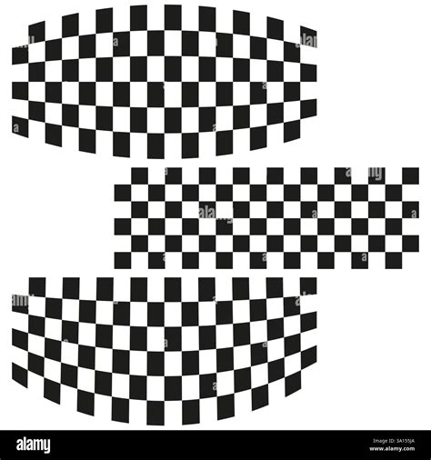 Curved Checkerboard Pattern Racing Flag Element Black White Grid Vector Background Stock