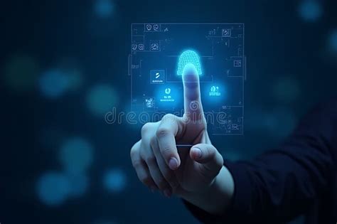 Close Up Of Futuristic Cybersecurity Lab Digital Fingerprint Authentication Process Visuals