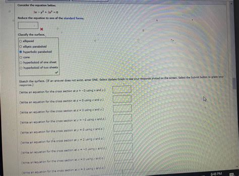 Solved Consider The Equation Below 3x Y2 3z2 0 Reduce