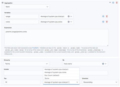 order by math aggregation in tsvb top n visualisation kibana