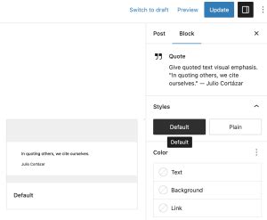 Quote Block Documentation WordPress Org