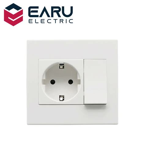 Eu 16a Wall Socket Switch Light Rocker Switch Push Button Switch 1 Gang 1 Way On Off 250v White