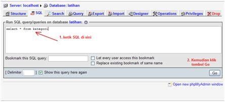 Mysql Mencoba Menjalankan Query Di Phpmyadmin