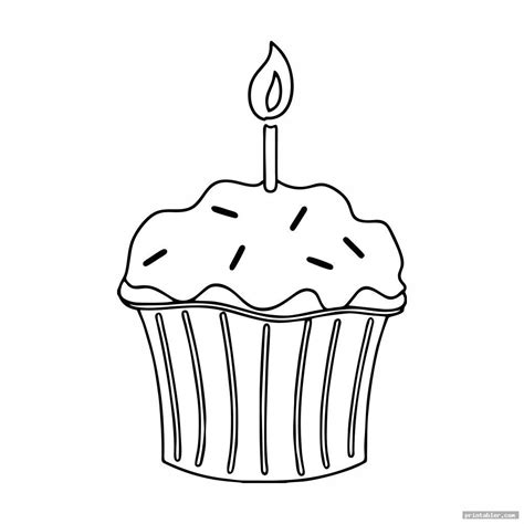 Printable Birthday Cupcake Outlines Gridgit