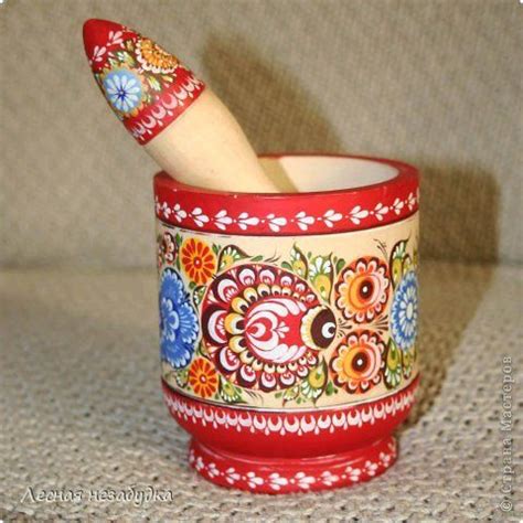 Ступка с городецкой росписью | Страна Мастеров | Ремесла ...
