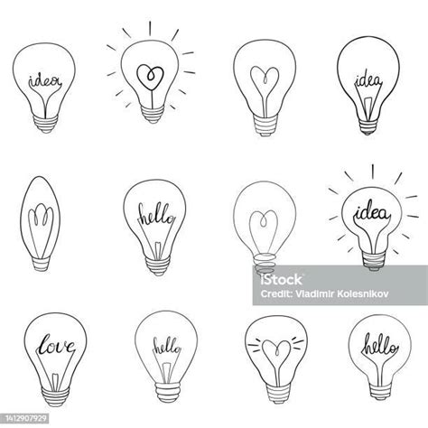 전구 플랫 아이콘 선형 및 블랙 세트 조명 전기 램프의 컬렉션 간단한 픽토그램 12 항목 벡터 그래픽 디자인 요소 가벼운에 대한 스톡 벡터 아트 및 기타 이미지 Istock