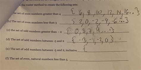 Solved E The Roster Method To Create The Following Sets He Set Of