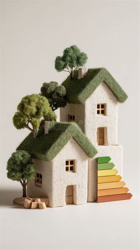 Eco House Green Roof Sustainable Energy Efficiency Tree Miniature Model