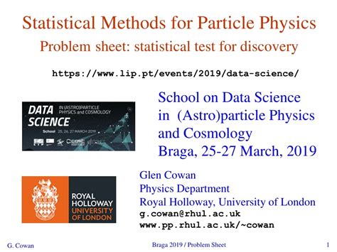 Ppt Statistical Methods For Particle Physics Problem Sheet