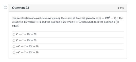 Solved The Acceleration Of A Particle Moving Along The Chegg