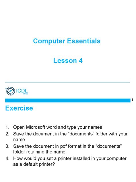 Ecdl Icdl Computer Essentials Lesson4 Draft Pdf Computer File Computer Data Storage