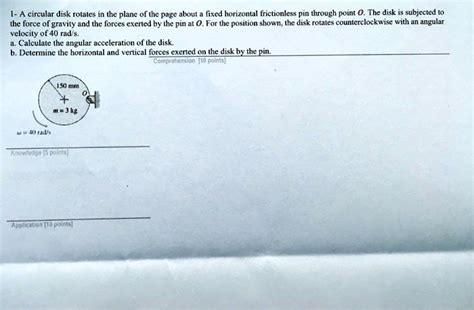 solved a circular disk rotates in the plane of the page about a fixed horizontal frictionless