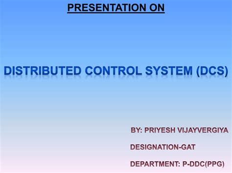 Dcs Distributed Control System Pptx