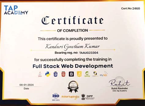 K Gowtham On Linkedin Im Successfully Completed My Full Stack Web Development Course At Tap