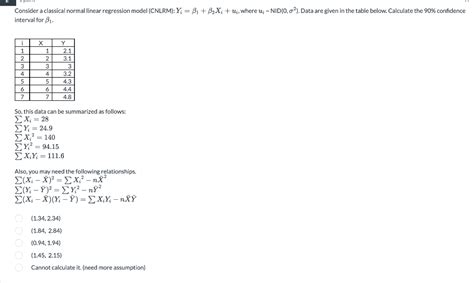 Solved Consider A Classical Normal Linear Regression Mo
