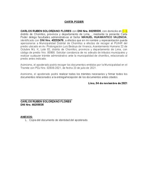 Modelo De Carta Poder Simple Para Realizar Tramites Noticias Modelo My Xxx Hot Girl