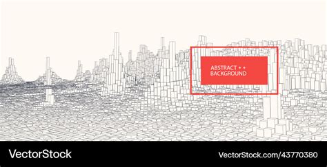 Square Pattern Wireframe Landscape Background Vector Image