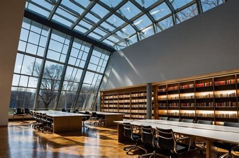 Library With Floortoceiling Windows Library Background Premium Ai Generated Image