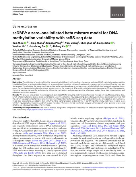 Pdf Scdmv A Zero One Inflated Beta Mixture Model For Dna Methylation