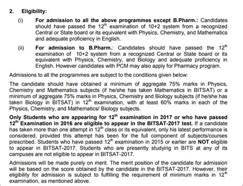 BITSAT Eligibility Criteria New BITS Pilani Admission Criteria