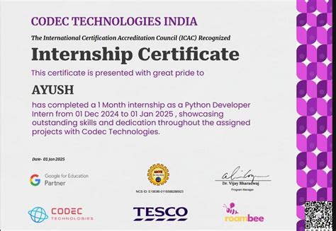 Pythonprogramming Internship Gratitude Codectechnologies Learningandgrowth Ayush Shah