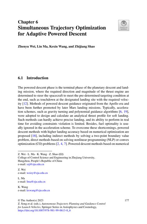 Pdf Simultaneous Trajectory Optimization For Adaptive Powered Descent