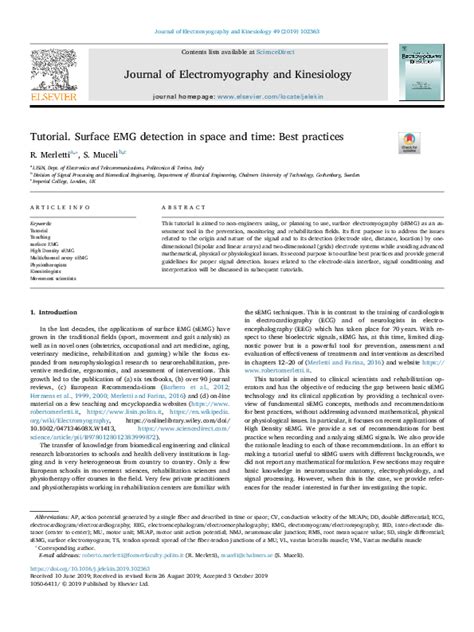 Pdf Tutorial Surface Emg Detection In Space And Time Best Practices