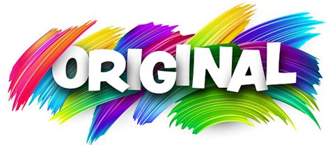 흰색 위에 다채로운 스펙트럼 페인트 브러시 스트로크가 있는 원래 종이 단어 기호 디자인에 대한 스톡 벡터 아트 및 기타 이미지 디자인 보험 창의력 Istock